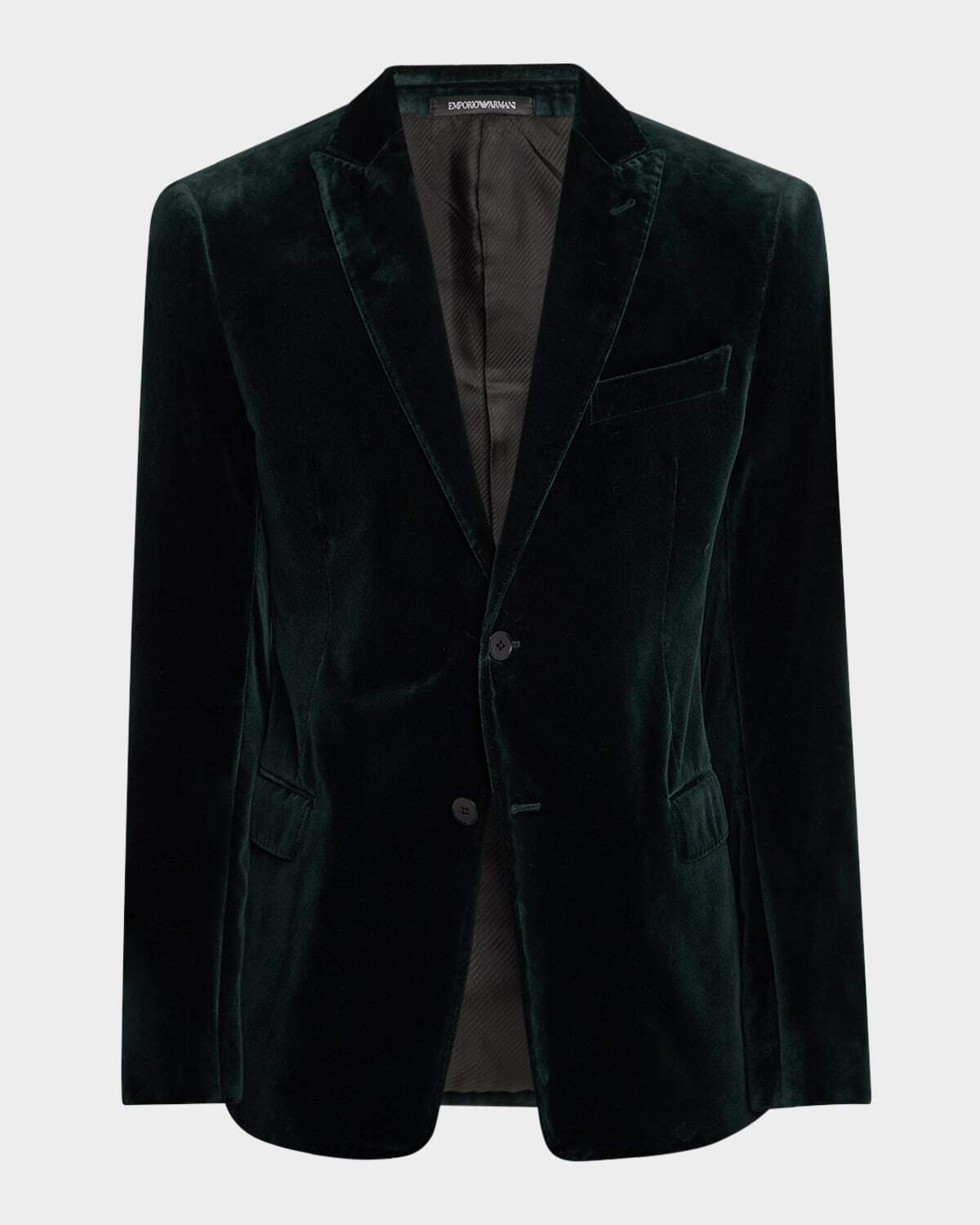 ARMANI COLLEZIONI Size 42 Navy Black Plaid Cotton Velvet Peak Lapel Sport Coat main image 1